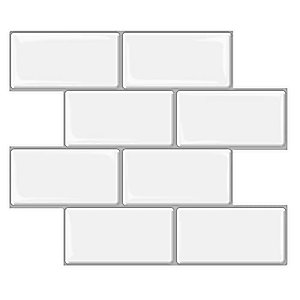 Art3d Peel and Stick Backsplash, 14x12 Subway Tiles, Faux Ceramic Tiles (10 Tiles, Thicker Version)