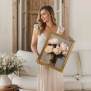 TWING 11x14 Gold Picture Frames Displays 8x10 Photo Frame with Mat or 11x14 Without Mat,Rustic Gold Photo Frame Collage for Wall Decor Mounting or Table Display, Ideal to Family and Friends