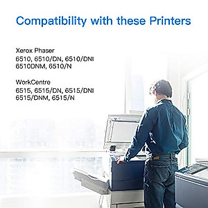 LxTek Compatible Toner Cartridge Replacement for Xerox Phaser 6510, WorkCentre 6515 High Yield (1 Black, 1 Cyan, 1 Magenta, 1 Yellow, 4-Pack)