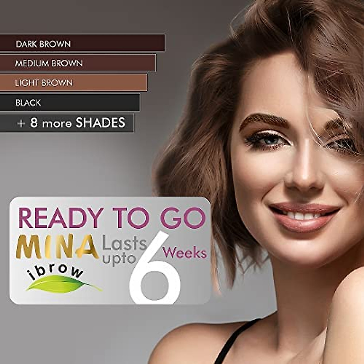 MinaiBrow Instant Hair Dye Kit Dark Brown | Natural Spot Coloring Tinting Powder with Duo Angled Brush, Water & Smudge Proof | 100% Grey Coverage Upto 30 Applications