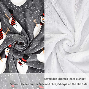 Catalonia Snowman Blanket, Holiday Theme Sherpa Fleece Throw, Blanket for Couch and Bed, Christmas Blanket | Super Soft, Comfy, Cozy, Fluffy, Warm | 50x60 inch, Grey