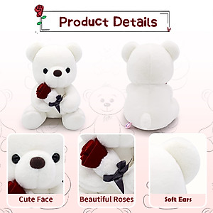 Grekaida Valentines Day Gifts Teddy Bear Plush Stuffed Animal, Teddy Bears Stuffed Animals with Rose Gift for Her and Kids Stuffed Animals Toy Stuffed Animal Gifts Valentines Day Decor 10 Inch