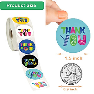Hohamn 1.5" Thank You Stickers Roll 500PCS Cute Art Stickers for Bubble Mailers Packaging Wedding Baby Shower Birthday