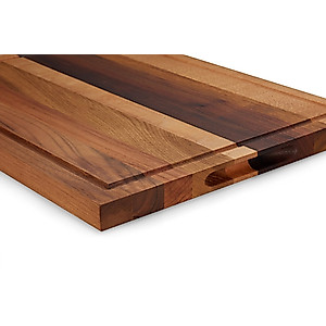TeakCraft Large Walnut Cutting Board with Juice Grove, Chopping Board, Knife Friendly, Reversible, Gift Box Included, The Kos (18x14x1.2 inch)