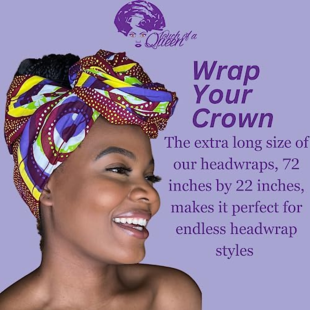 Touch of a Queen African Print Pattern Ankara Headwrap Turban Headband Hair Scarf (Mayamiko)