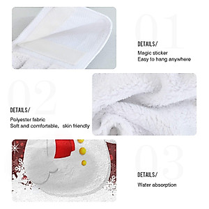 Christmas Winter Snowman Kitchen Hanging Towel Red Snowflakes Hand Fingertip Bath Tie Towels Set of 2 Pcs Tea Bar Dish Cloths 14 x 18 in Dry Towel Soft Absorbent Thin Durable for Laundry Room Decor