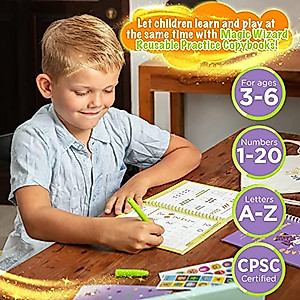 Magic Practice Copybook for Kids Ages 3-6- Handwriting Practice for Kids Reusable Tracing Groovebook for Kindergarten, Preschoolers- Letter Writing, Drawing (2 Books with Pens, Stickers, Knapsack)