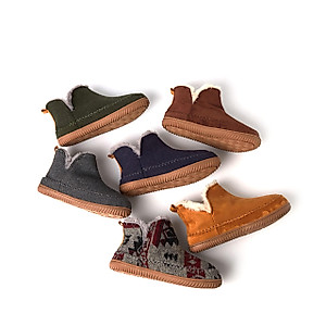 Dearfoams Alpine Men's Brixen Boot Slipper, Navy Heather, Large