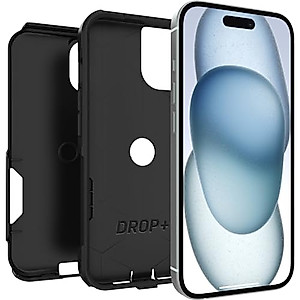 OtterBox iPhone 15, iPhone 14, and iPhone 13 Commuter Series Case - BLACK, slim & tough, pocket-friendly, with port protection