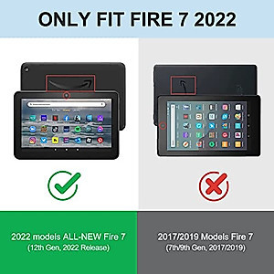 Case for Amazon HD Fire 7 Tablet 12th Generation 2022 Released, Soft Comfortable Case, Ultra Slim Lightweight Trifold Stand Cover with Auto Sleep/Wake (Lake Blue)