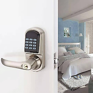 Keypad Door Lock with Left Handle, Auto-Lock Door Locks with Keypads & FOB Cards, Keyless Entry Door Lock with Handle，Electronic Door Lock, Digital Door Lock for Front Door