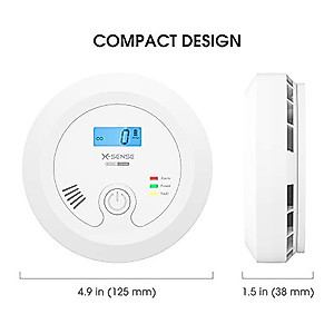 X-Sense Carbon Monoxide Detector Alarm, Replaceable Battery-Operated CO Alarm Detector with Digital Display, CO03B