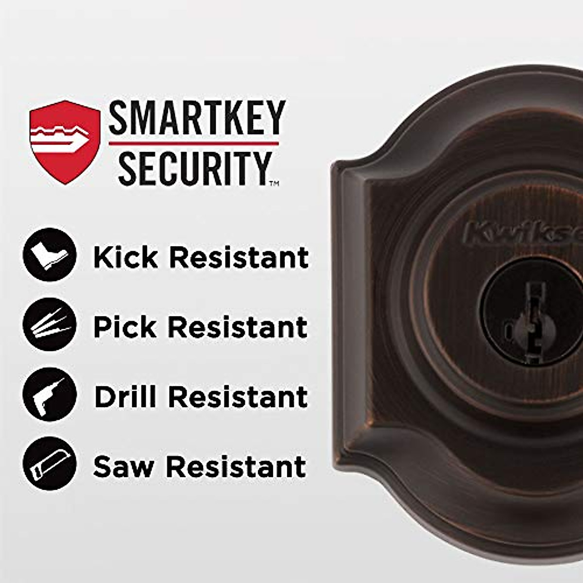 Kwikset 95530-019 Montara Single Cylinder Handleset w/Juno Knob featuring SmartKey in Venetian Bronze