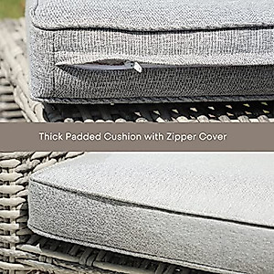 AcePRO Rio 3-Piece Rattan Bistro Set Outdoor Patio with Grey Cushions, NO Assembly