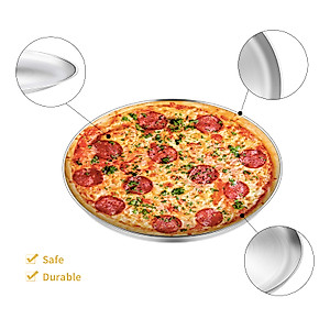Yododo Pizza Pan Set of 3, Stainless Steel Pizza Pie Pan Tray Platter Pizza Tray, Round Pizza Dish Plate For Oven Baking, Healthy Metal Pizza Baking Cooking Pan for Oven - Size of 12 inch