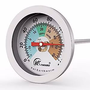 KT THERMO Compost Soil Thermometer Worm Thermometer Out Door Planting soli Temperature Measurement with 2.5 dial and 8 Inch Stainless Steel Probe