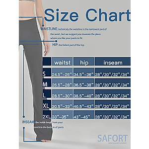 Safort 28" 30" 32" 34" Inseam Regular Tall Bootcut Yoga Pants, 4 Pockets, UPF50+, 31 Inseam, Black, XXXL
