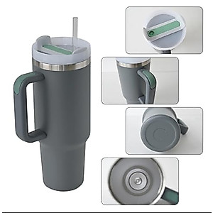 40 OZ INSULATED QUENCHER TUMBLER WITH HANDLE AND STRAW, DOUBLE WALL STAINLESS STEEL WITH 3-IN-1 LID, 100% LEAK-PROOF THERMOS, WATER BOTTLE, TRAVEL COFFEE MUG FOR CAR CUP HOLDER (OCEAN MINT)