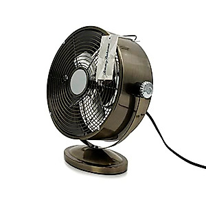 Retro Pedestal Desk Fan with Pivot Fan Head, 2 speed (ANTIQUE BRASS)