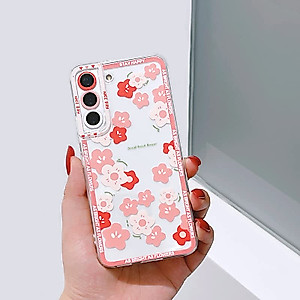 for Samsung Galaxy S22 S21 Ultra Plus FE Case Flower for Women ,Camera Protection Clear Transparent Slim Soft Cover Flora note20ultra Case for Samsung Note 20 S20 Ultra (Note20,Pink Flowers)