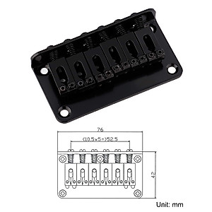 Metallor Top Load Guitar Bridge Tailpiece Fixed Hardtail Saddle Bridge Compatible with 6 String Fender Strat Tele Style Electric Guitar Parts Black.