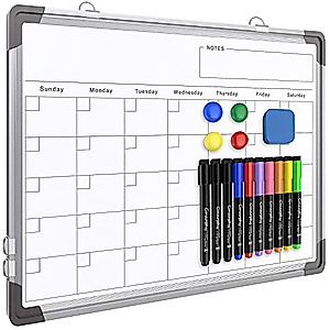 Monthly Calendar Dry Erase Whiteboard for Wall, 16" x 12" Small Magnetic Dry Erase Board, Hanging Double-Sided White Board, Portable Board for Drawing, Kitchen, Planning, Memo, School, Home, Office