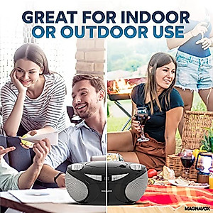 Magnavox MD6949-BK Portable Top Loading CD Boombox with AM/FM Stereo Radio and Bluetooth Wireless Technology in Black | CD-R/CD-RW Compatible | LED Display |