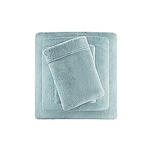Sleep Philosophy True North Soloft Plush Bed Sheet Set, Wrinkle Resistant, Warm, Soft Fleece Sheets with 14" Deep Pocket Cold Season Cozy Bedding-Set, Matching Pillow Case, King, Aqua, 4 Piece
