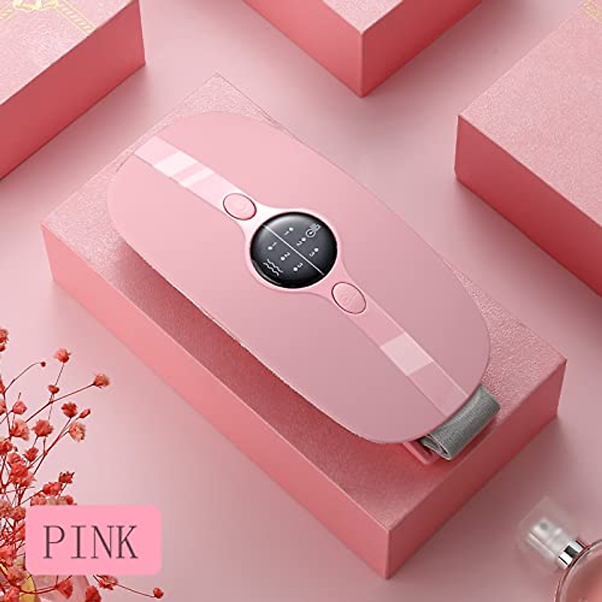 Portable Cordless Heating Pad, Menstrual Heating Pad with 3 Heat Levels and 3 Vibration Massage Modes, Fast Heating Belly Wrap Belt, Back or Belly Pain Relief Heating Pad for Women and Girl(Pink)