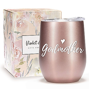 Violet and Gale Lovely Godmother Gifts From Godchild 12oz Wine Glass Tumbler Godparent Proposal Gift Keepsak Coffee Mug