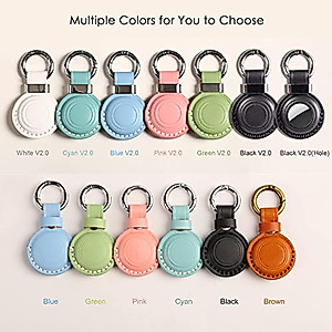 KEEPXYZ Genuine Leather Airtag Holder Suitable for Apple Airtag Keychain Leather, Small Air Tag Holder with Key Rings, Protective Airtag Case Cover Accessories - Brown V1.0