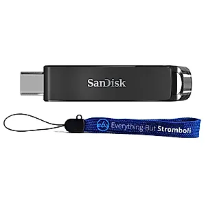 SanDisk Ultra USB Type-C 64GB Flash Drive Works with Dell 2-in-1 PCs & Laptops XPS 15, XPS 17, XPS 13, XPS 13 Touch (SDCZ460-064G-G46) Gen 1 USB 3.1 Bundle with (1) Everything But Stromboli Lanyard