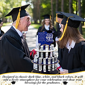 Spakon 2 Pcs 2024 Graduation Money Holder for Cash Gift Graduation Gift Money Holder Tower Tiered Cash Cake with 25 Holes for Congrats Grad Class of 2024 Graduation Party Supplies Decorations