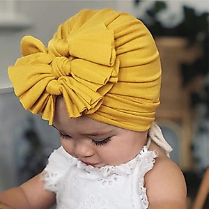 inSowni 8 Pack Solid Nursery Hospital Turban Hat Cap Beanie Bonnet with Knot Bow for Baby Girls Toddlers Newborns Infants