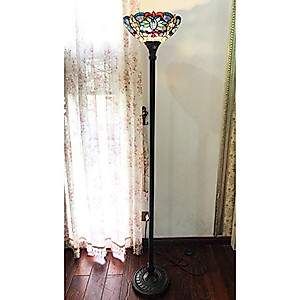 Radiance Goods Tiffany-Style Victorian Stained Glass Torchiere Floor Lamp 69" Height