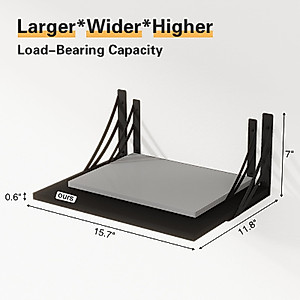 MXCSE Deep Floating Shelves, 12in Wide Floating Wall Shelves, Sturdy Engineered Wood Shelves, Wall Mounted Rustic Floating Shelves for Books, Wide Wall Shelves for Living Room, Bedroom (2, Black)