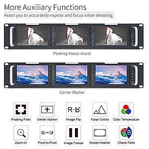 FEELWORLD T51 2RU Triple 5 Inch SDI Rack Mount Broadcast Monitor LCD 800x400 3G SDI HDMI AV Input and Output