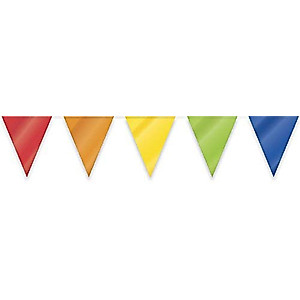 Unique Party Decoration Giant Plastic Rainbow Pennant Banner, 32.8', Multicolor
