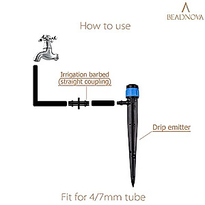 BEADNOVA Drip Irrigation Spray Emitters 50pcs Drip Emitters for 1/4 Inch with Straight Coupling Full Circle Micro Sprinkler Adjustable Irrigation Drippers for Drip Irrigation Parts Garden Patio Lawn