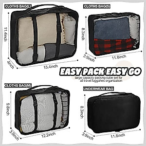 16 Set Packing Cubes Luggage Organizer Bags Travel Suitcases Organizers Luggage Cubes with Toiletry Bag and Shoes Bag (Black, Beige)