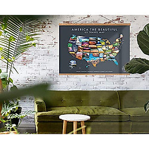 America The Beautiful USA Scratch Off Map + Magnetic Frame Kit- Interactive Travel Scratch Off Poster Reveals Beautiful Nature Photography - Beautiful Travel Map is a Great Gift for Travelers