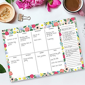 Sweetzer & Orange Floral Weekly Planner Notepad with Daily Planner Agenda Squares. 7x10" Day Planner 2024 - Student Planner, Work Planner and Checklist Pad