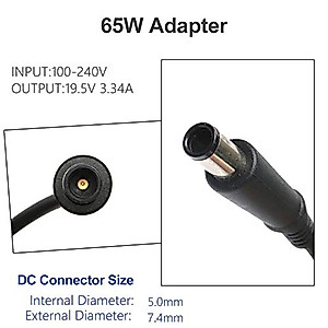 19.5V 3.34A 65W AC Adapter Laptop Charger Replacement for Dell Latitude 3190 3189 5400 5480 5490 7490 E5500 E5470 E6430 E6500 E6530 Chromebook 11 3120 3180 3189 Series