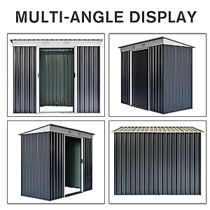 Outsunny 7' x 4' Metal Outdoor Storage Shed, Garden Tool Storage House Organizer with Sliding Doors, Lock and 2 Vents, for Backyard Patio Lawn, Gray