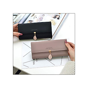 Chic Boutique De Mode Wallets for Women Large Wallet Leather Phone Wallet Ladies Girls Cute Long Slim Trifold Soft Purse Unique Original (Black)