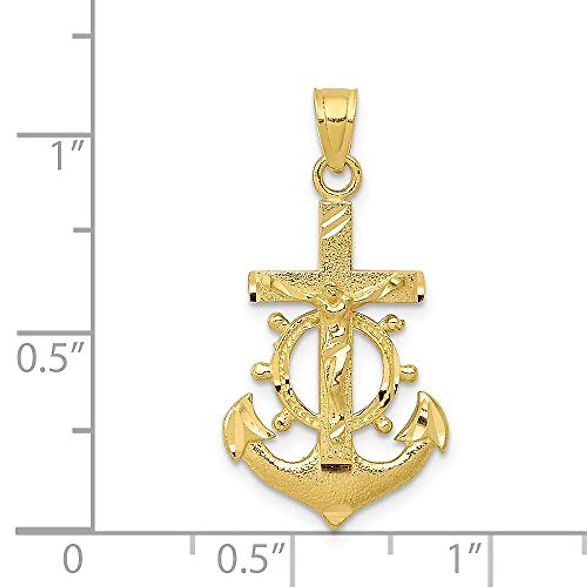 Solid 10k Yellow Gold Anchor Mariner Cross Pendant Crucifix Charm - 30mm x 16mm - Jewelry Gifts For Women Wife Mom Gifts For Men Husband Dad