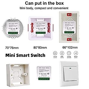COLOROCK Mini Smart Relay WiFi Switch, DIY Smart Light Switch Module Smart Life/Tuya App, Compatible with Alexa and Google Home Smart Speakers,with Appointment Timing Function. 16A (2Pack)