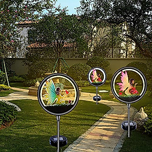 EDOF 2 Pack Fairy Solar Light Garden Decor, Fairy Decorative Garden LED Stake Lights for Walkway Yard Lawn Patio Garden Courtyard Waterproof Outdoor Decorative