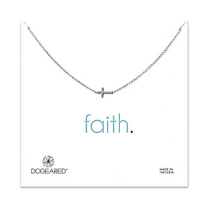 Dogeared Sterling Silver Faith Classic Sideways Cross Necklace, 16" Chain with 2.5" Extender Necklace for Women Gift for Girl - Gifts for Mom