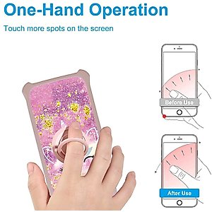 jioeuinly TCL ION V Case Compatible with TCL ION X Phone Case TCL 40Z 40 Z Phone Case T607DL Cover [with Tempered Glass Screen Protector][Ring Support][Gold Glitter+Luminous] JSF-DJS